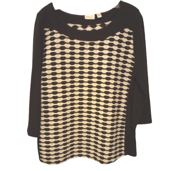 Kim Rogers | Tops | Kim Rodgers Black And White Patterned Top Large ...